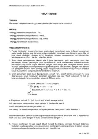 Modul praktikum javascript | PDF