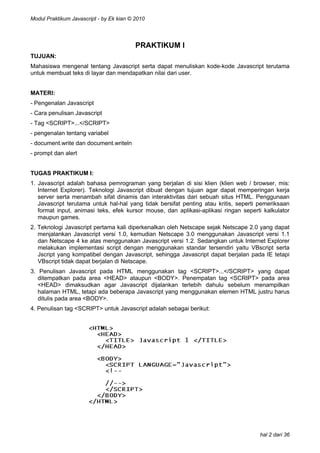 Modul praktikum javascript | PDF
