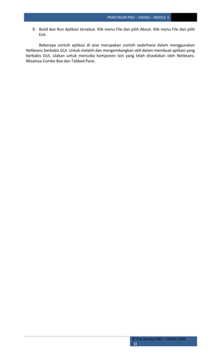 Modul praktikum pbo java swing | PDF