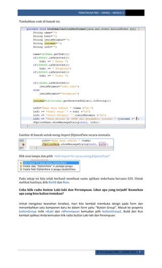 Modul praktikum pbo java swing | PDF