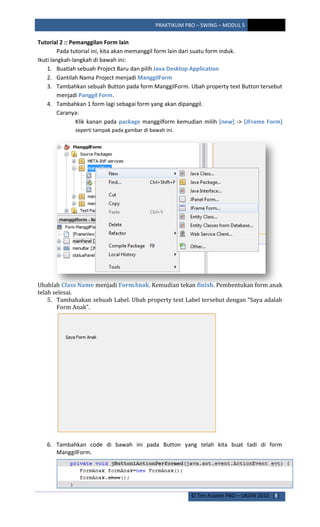 Modul praktikum pbo java swing | PDF