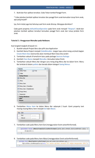 Modul praktikum pbo java swing | PDF