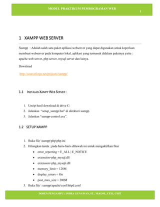 Modul praktikum Pemrograman web Backend dengan Codeigniter dan LTE | PDF