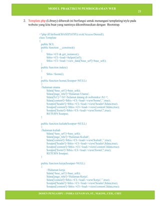 Modul praktikum Pemrograman web Backend dengan Codeigniter dan LTE | PDF