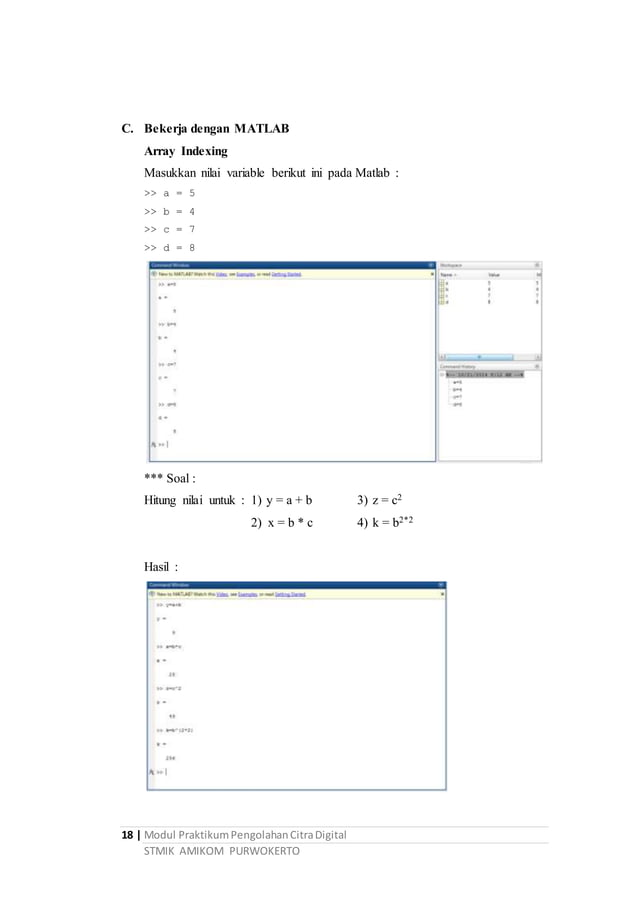 Modul praktikum pengolahan citra digital | DOCX
