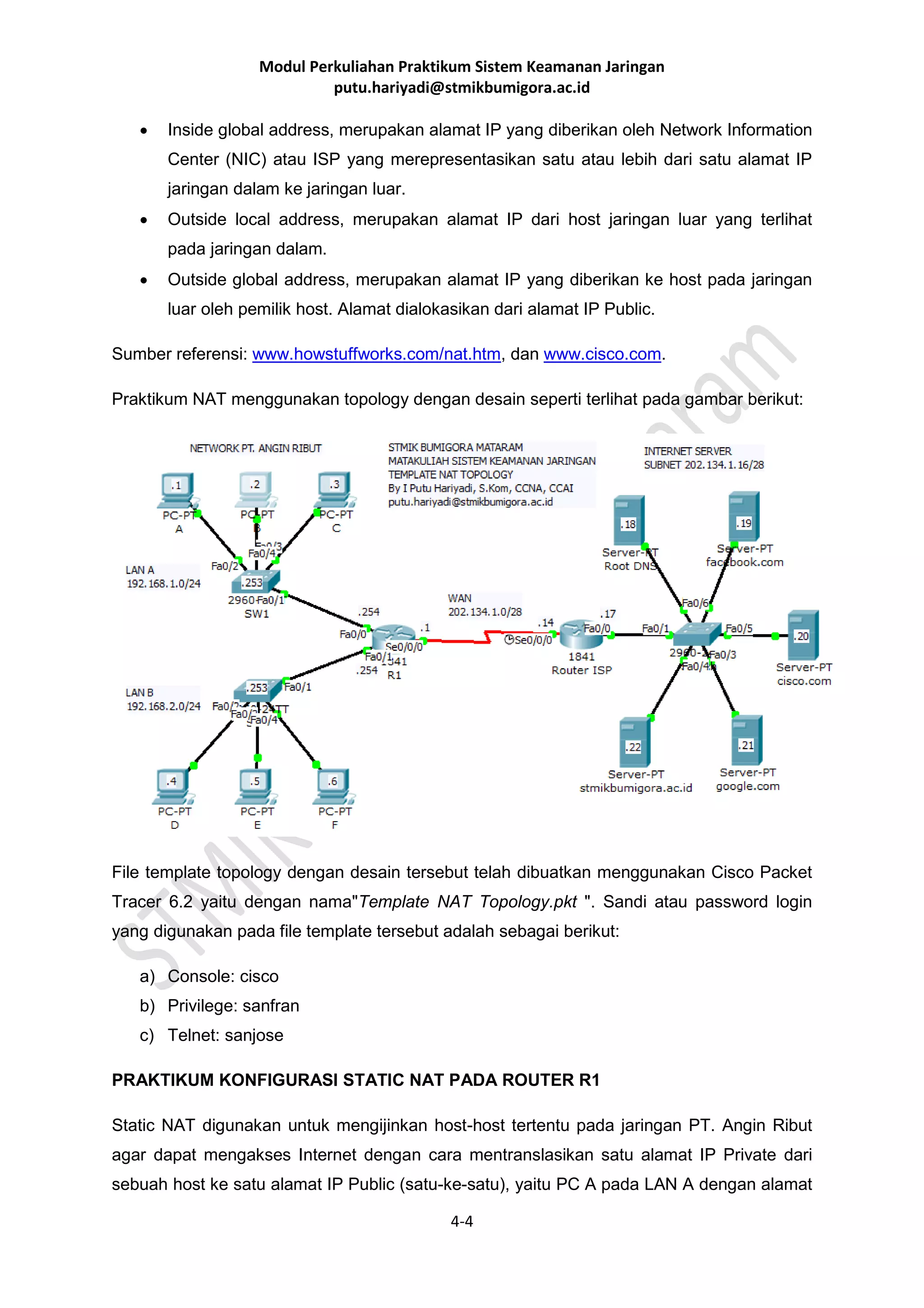 Modul Praktikum Sistem Keamanan Jaringan STMIK Bumigora Versi 1.0 | PDF
