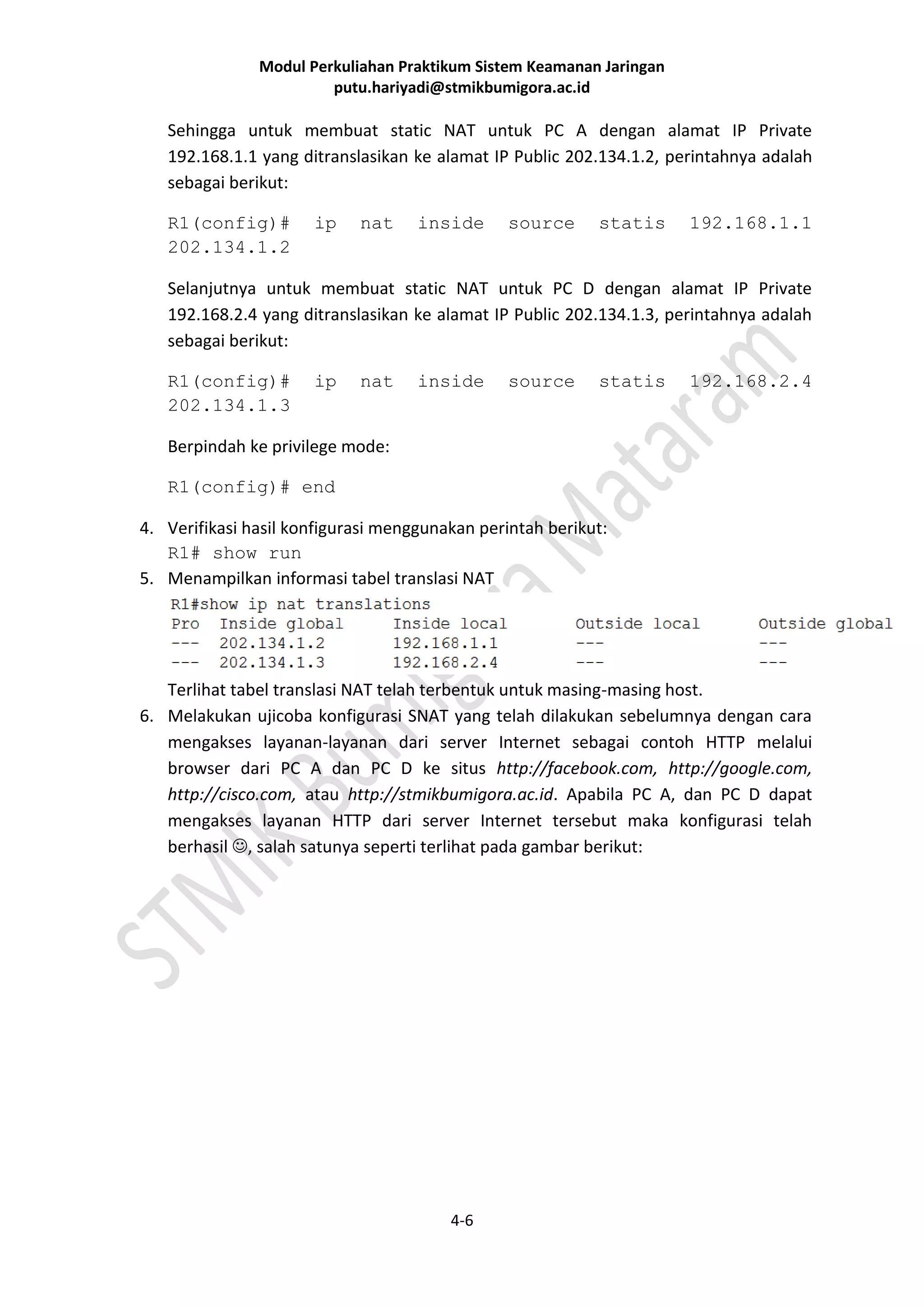 Modul Praktikum Sistem Keamanan Jaringan STMIK Bumigora Versi 1.0 | PDF