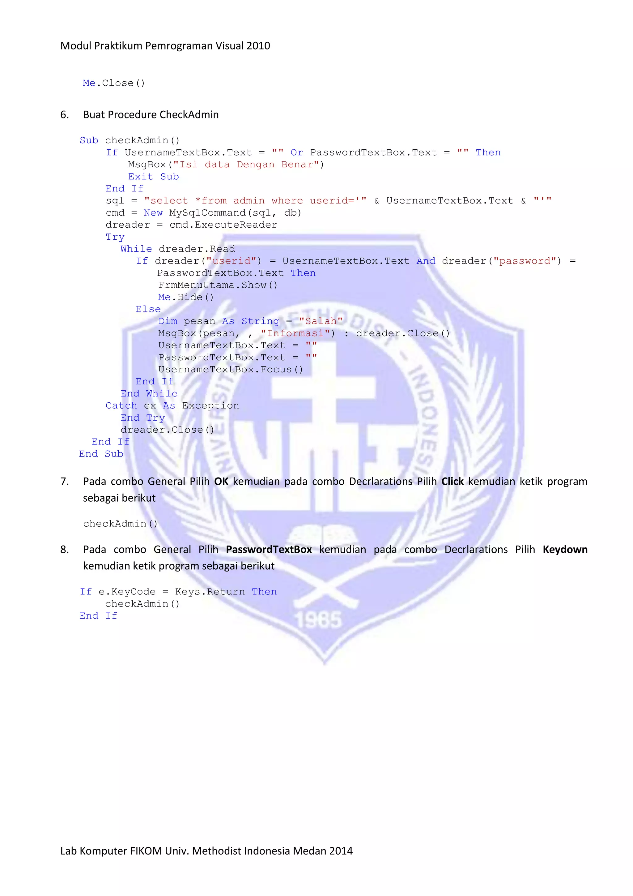 Modul praktikum vb | PDF