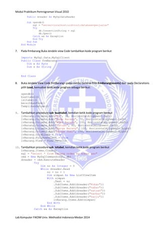 Modul praktikum vb | PDF