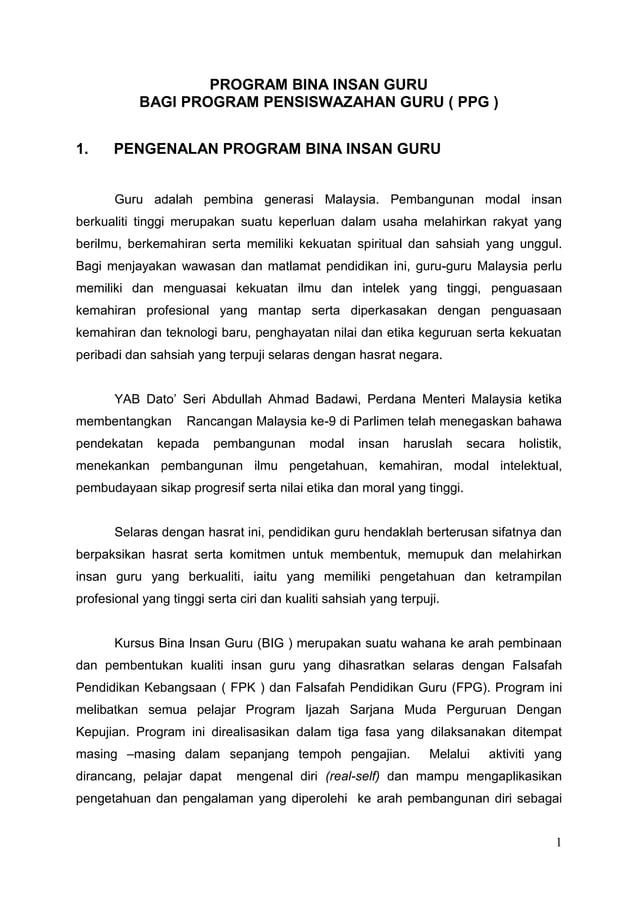 Modul program bina insan guru ppg | PDF