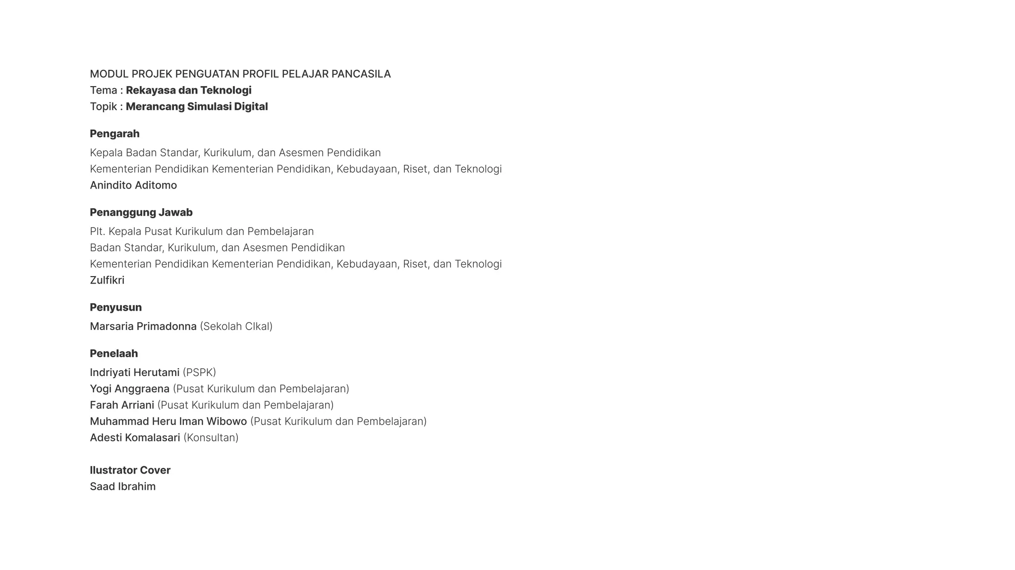 Modul Projek Berekayasa dan Berteknologi untuk Membanguan NKRI - Merancang Simulasi Digital ...