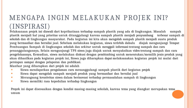 Modul Projek Gaya Hidup Berkelanjutan - KREATIVITAS SAMPAH PLASTIK - Fase D-2.pptx