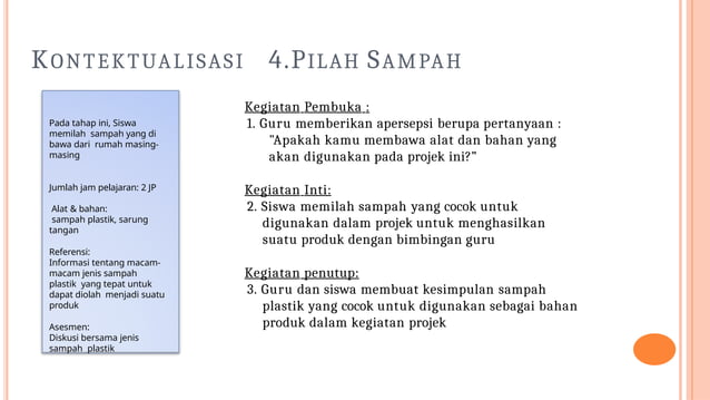 Modul Projek Gaya Hidup Berkelanjutan - KREATIVITAS SAMPAH PLASTIK - Fase D.pptx