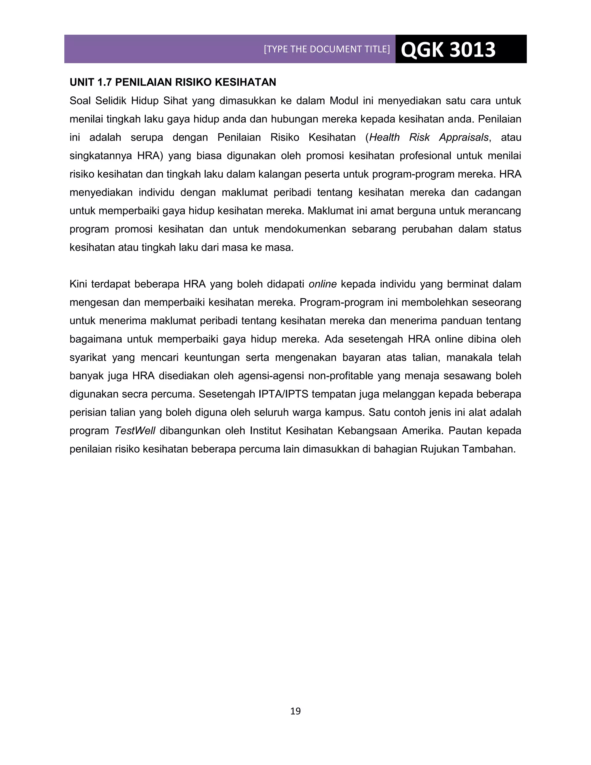 Modul Pembelajaran Kesihatan dan Kesejahteraan | PDF