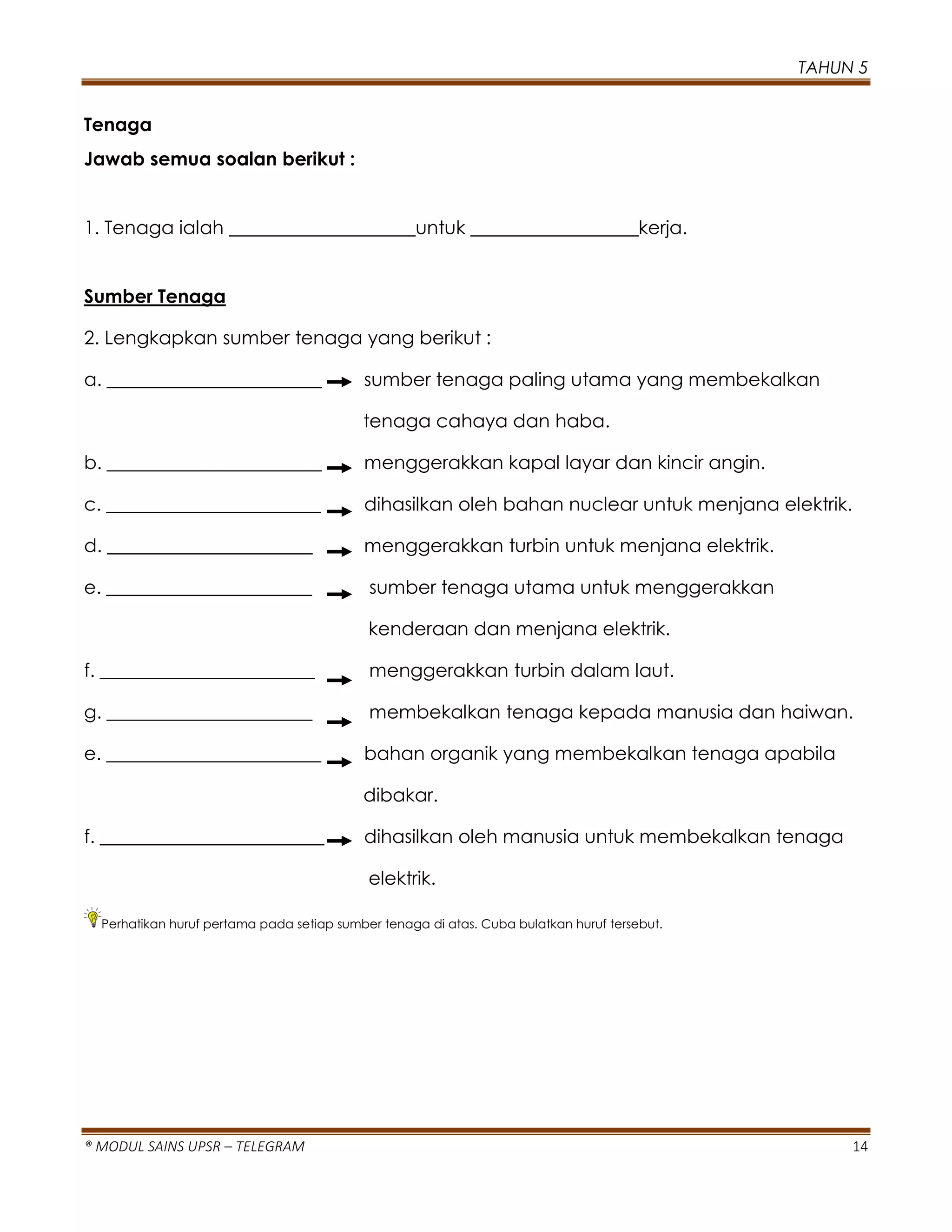 Modul sains upsr tahun 5 | PDF