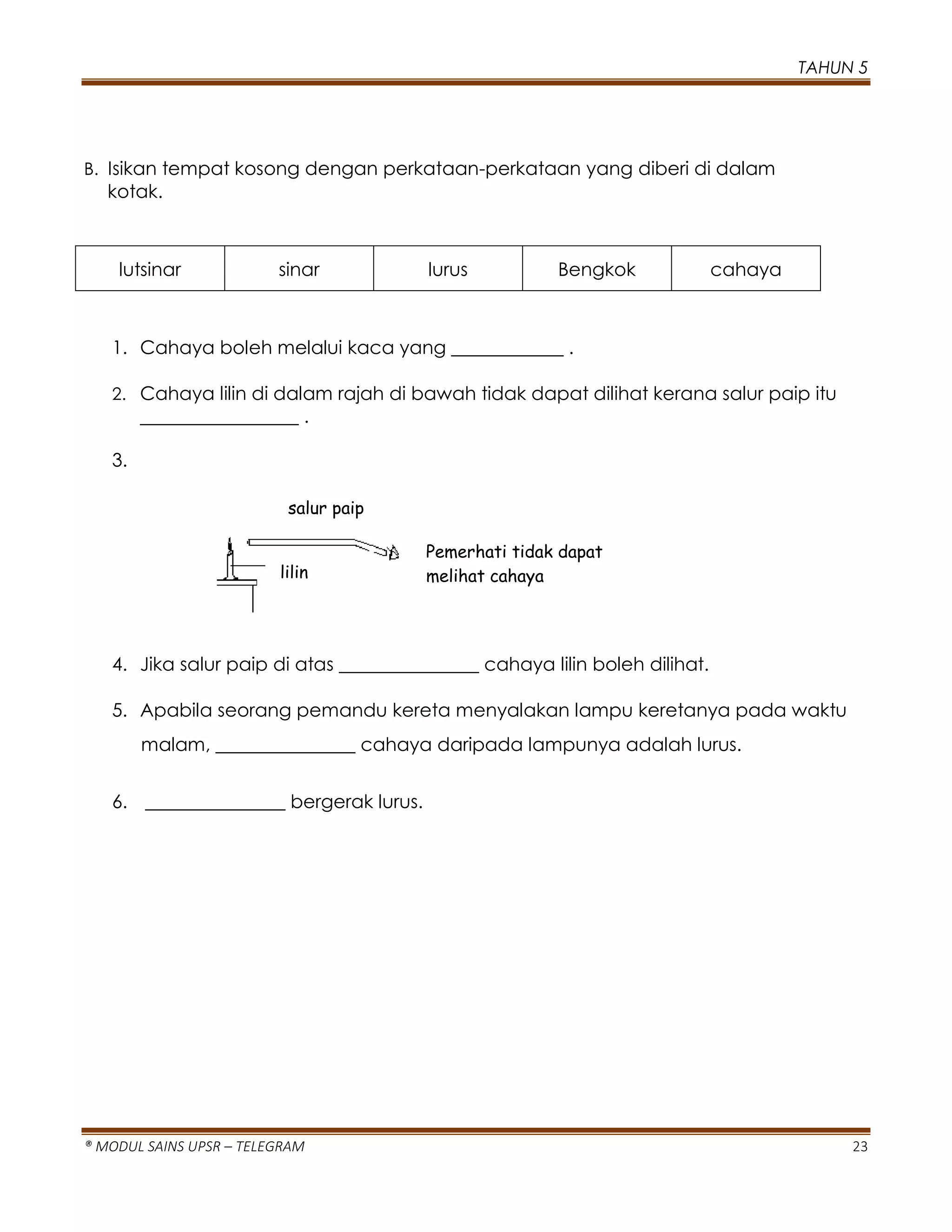 Modul sains upsr tahun 5 | PDF