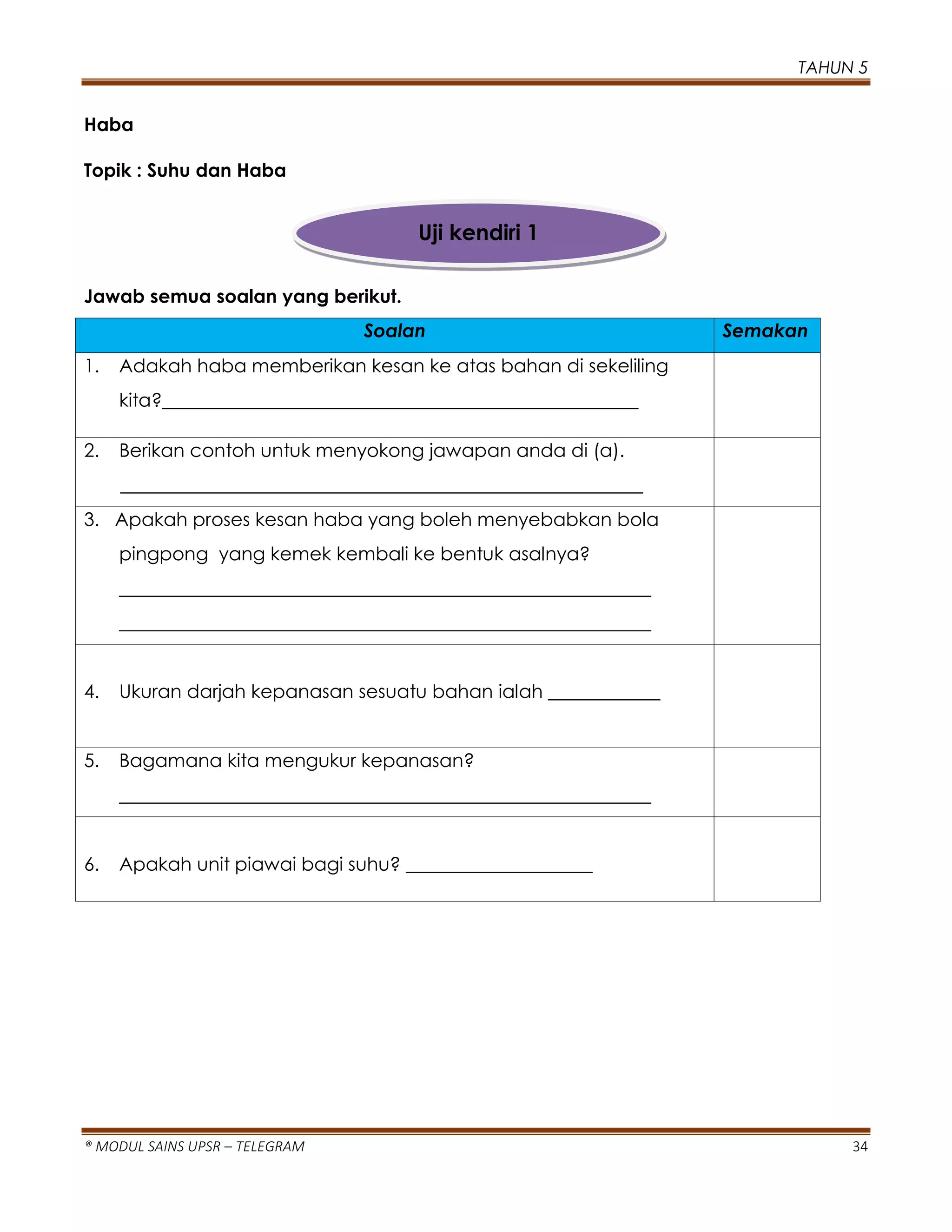 Modul sains upsr tahun 5 | PDF