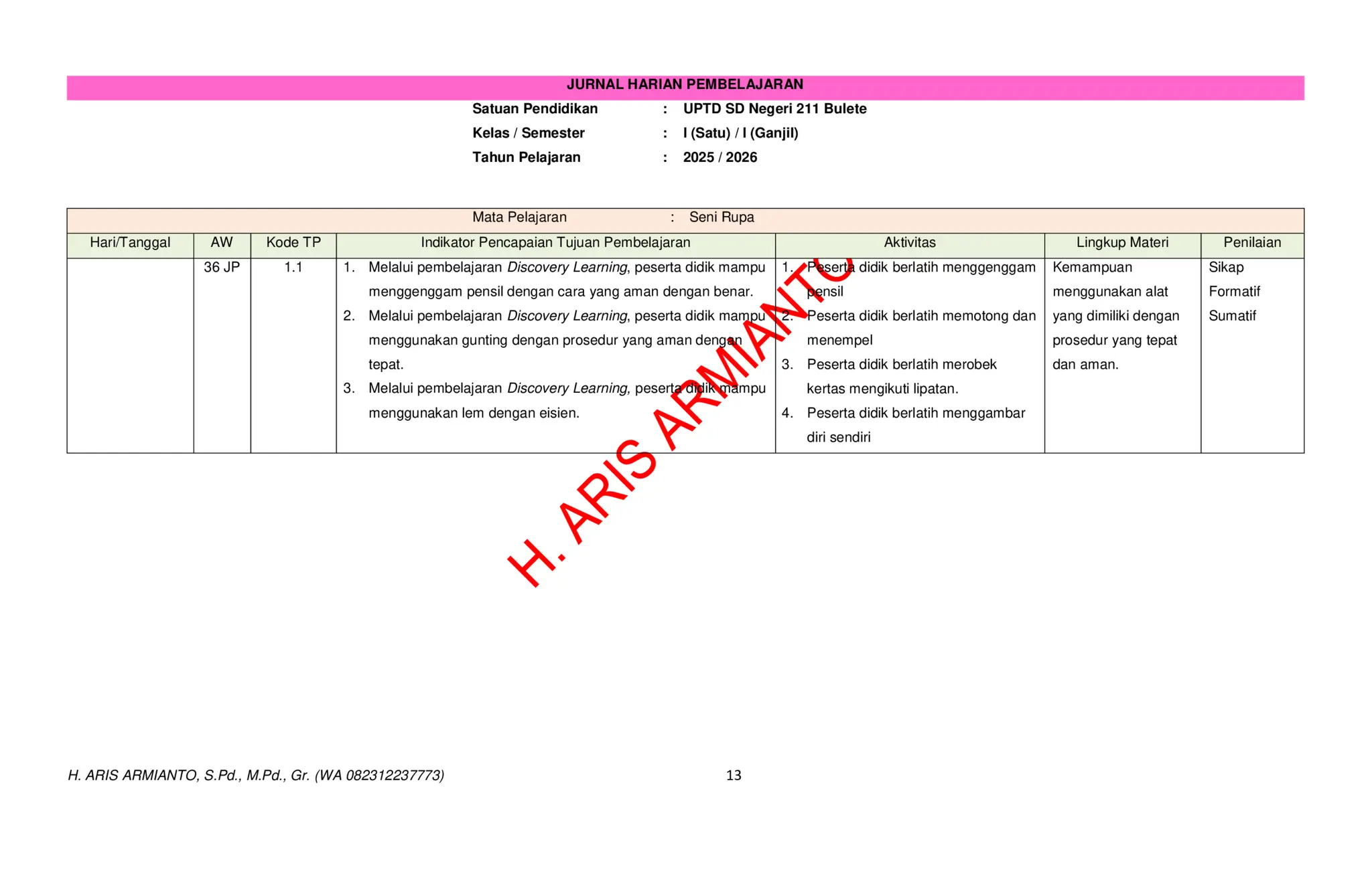 MODUL PEMBELAJARAN DEEP LEARNING SENI RUPA KELAS 1 CP 032 REVISI 2025 KURIKULUM MERDEKA SEMESTER ...