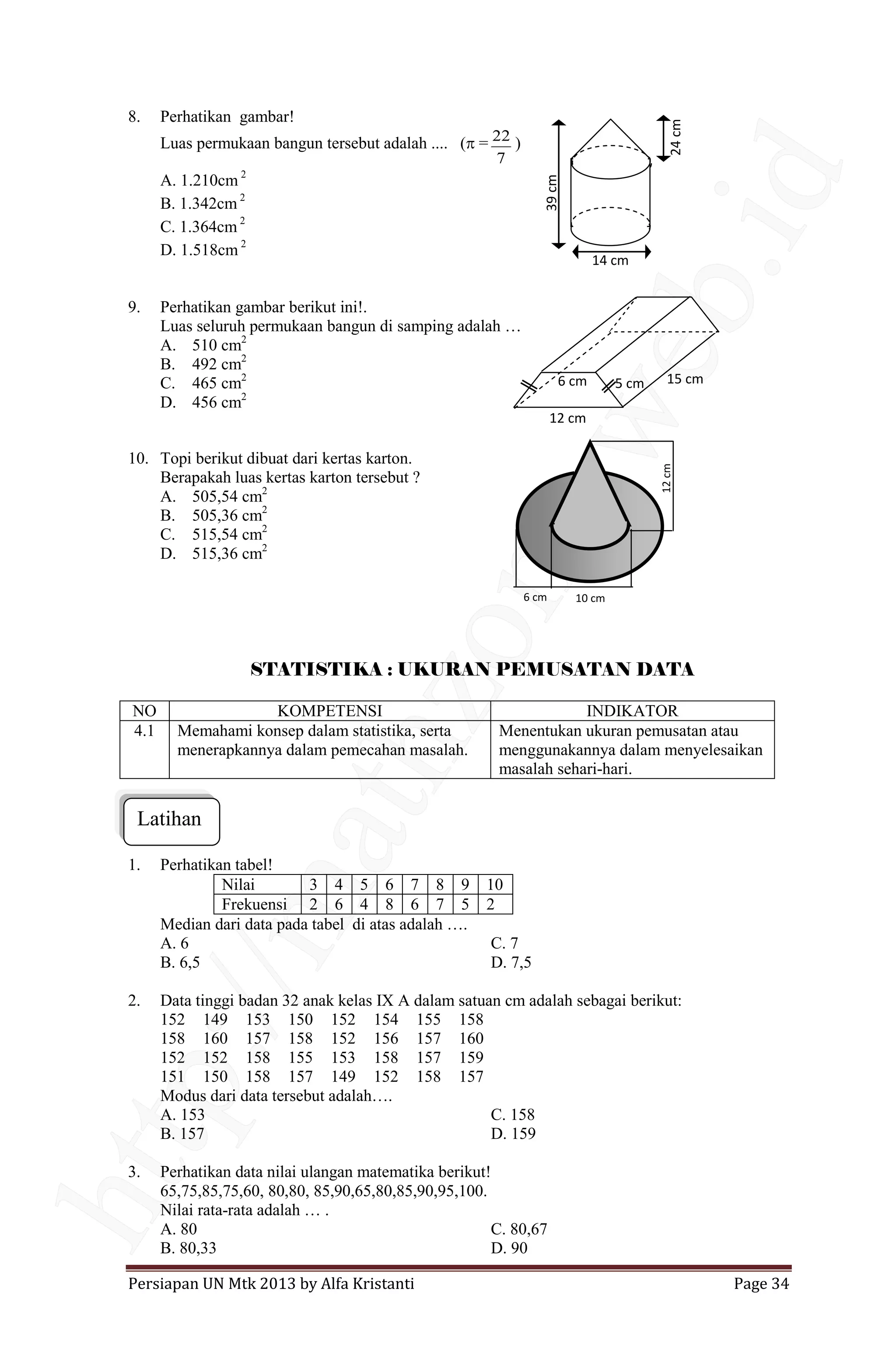 Modul siap un matematika smp 2013 | PDF