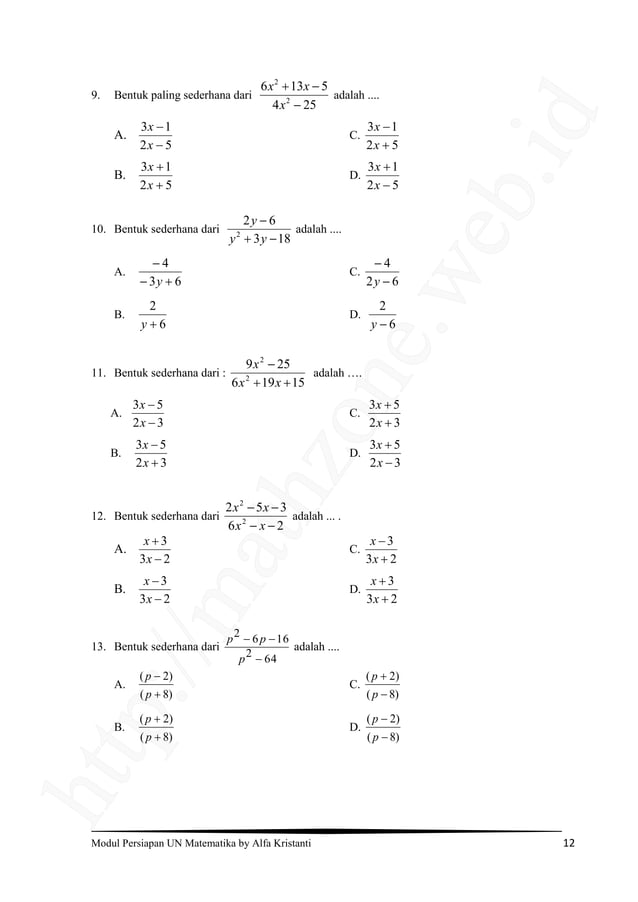 Modul siap un matematika smp 2013 | PDF