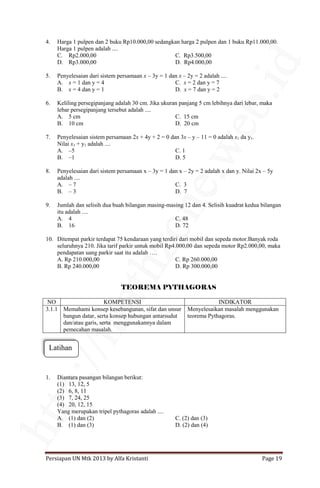 Modul siap un matematika smp 2013 | PDF