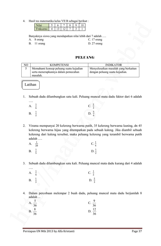 Modul siap un matematika smp 2013 | PDF
