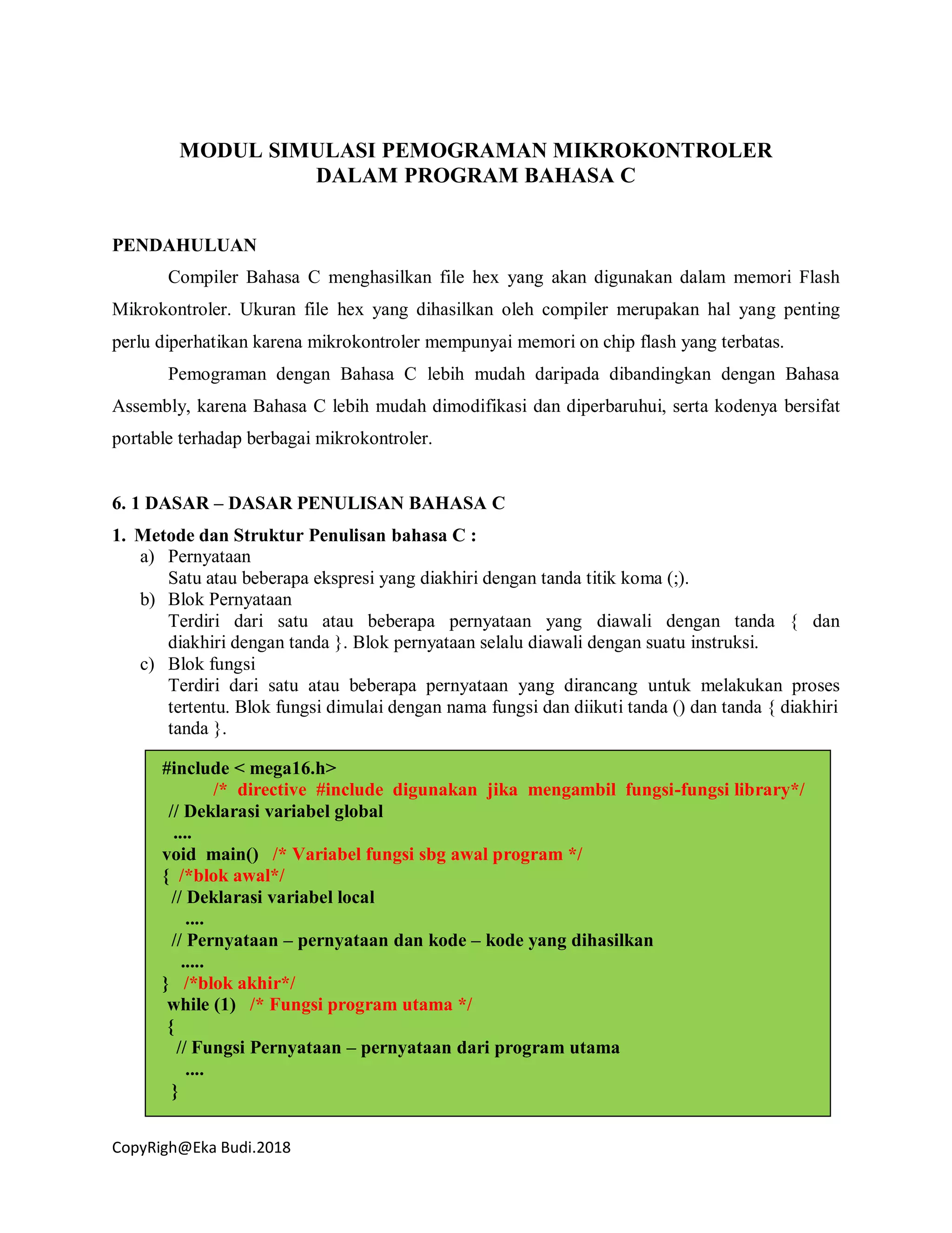 Modul simulasi pemograman mikrokontroler | PDF