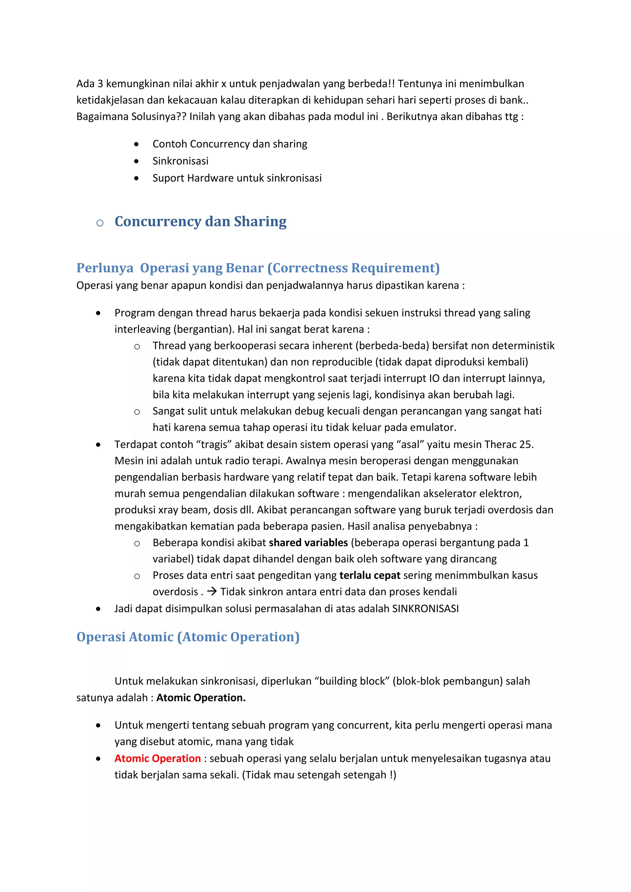 Modul Sistem Operasi Sinkronisasi | PDF