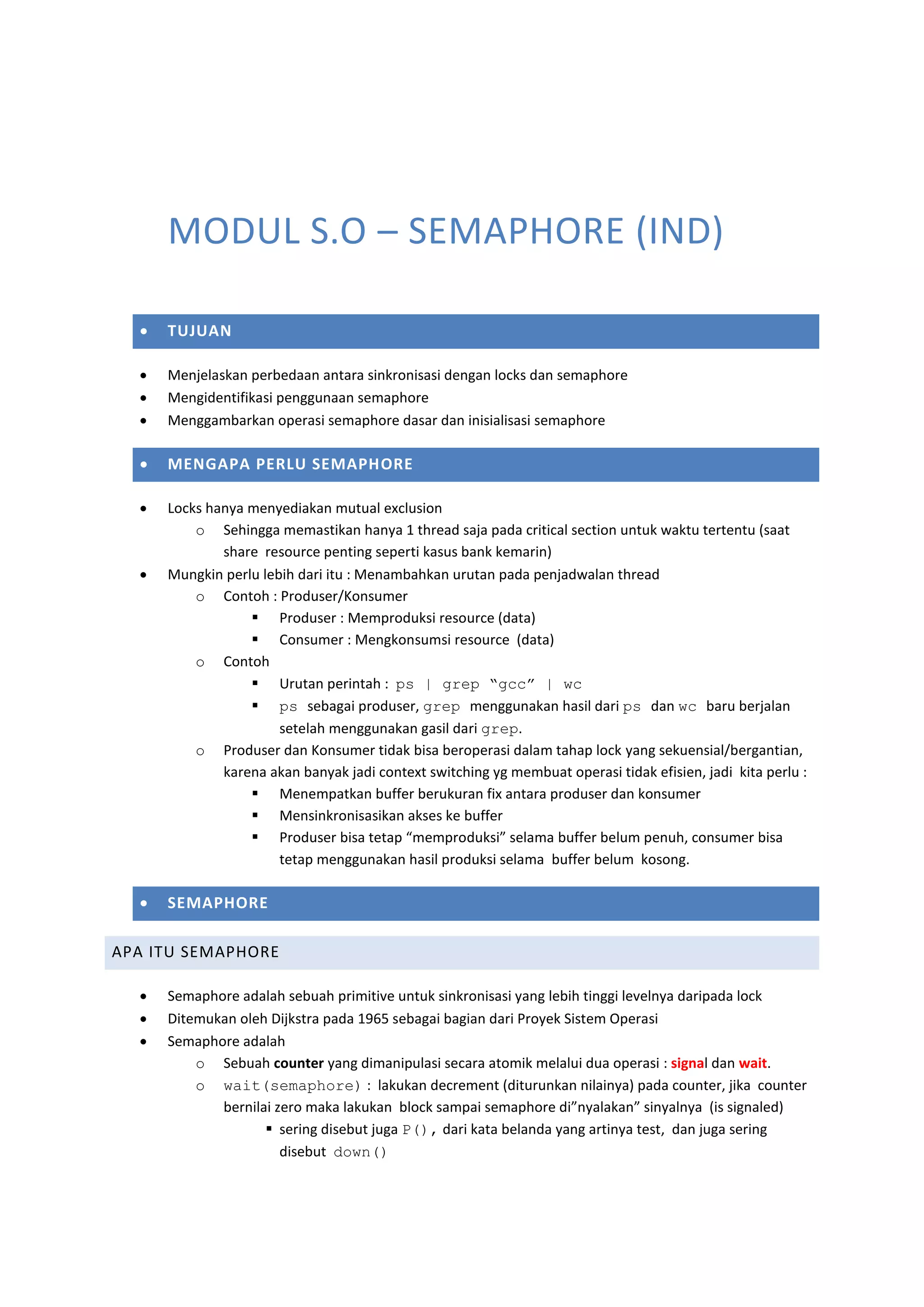 Modul Sistem Operasi Semaphore Pdf