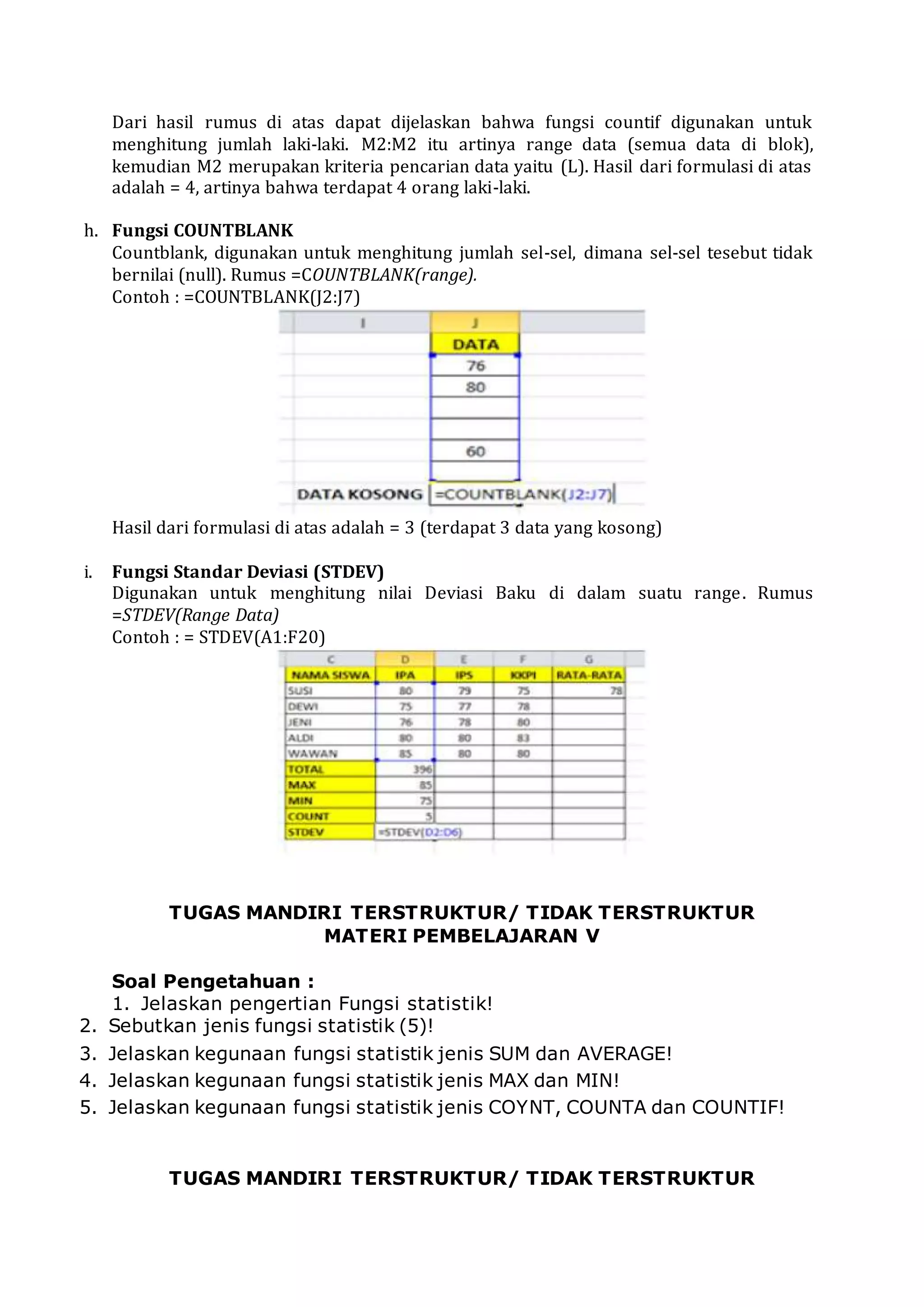 Modul spreadsheet | DOCX