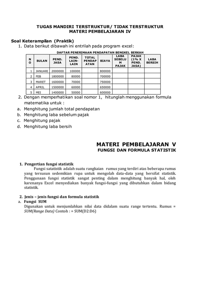 Modul spreadsheet | DOCX