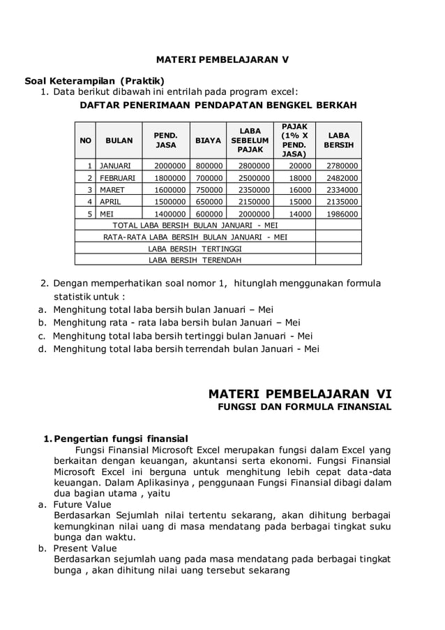 Modul spreadsheet | DOCX