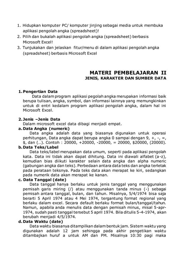 Modul spreadsheet | DOCX