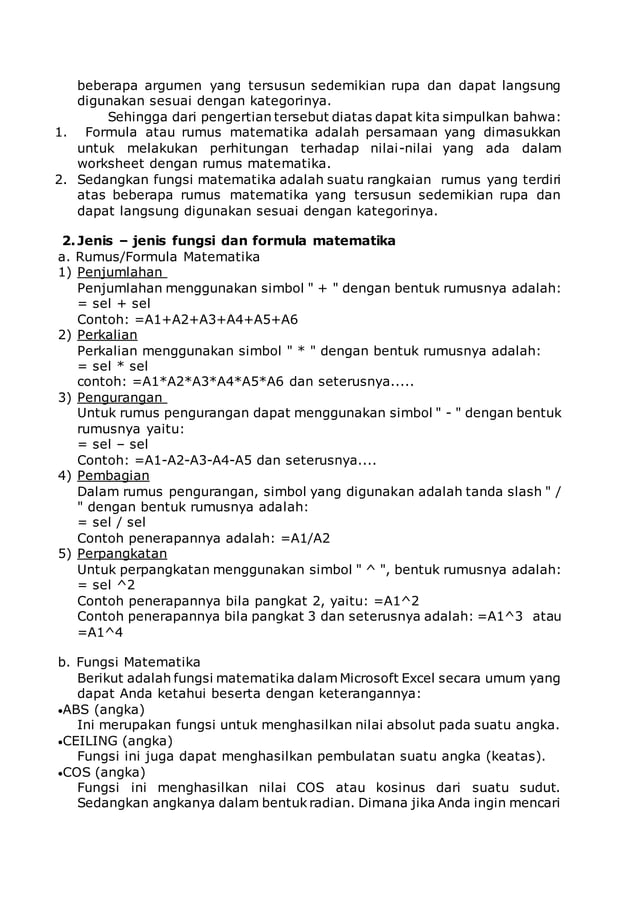 Modul spreadsheet | DOCX