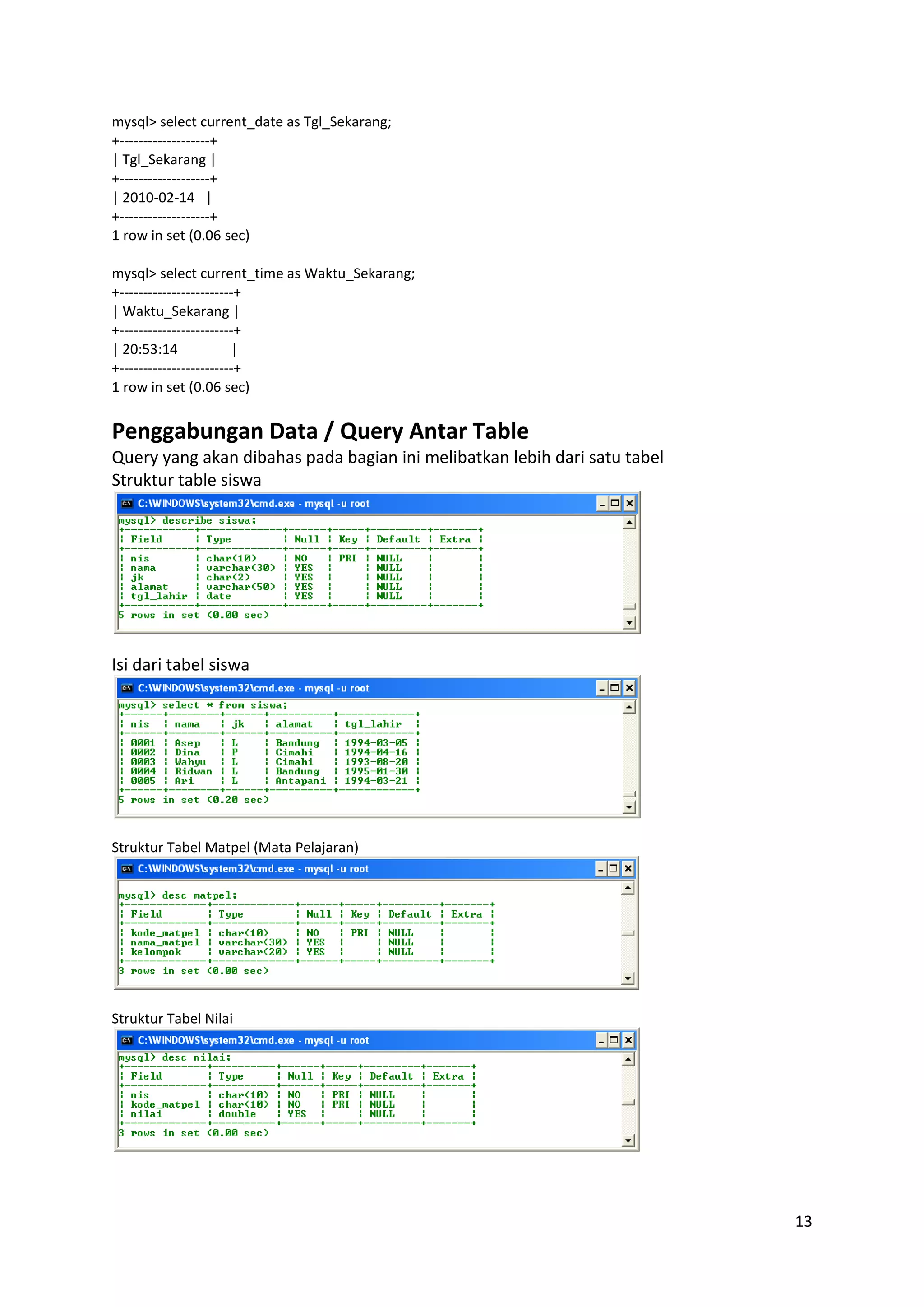 Modul sql tingkat dasar | DOCX