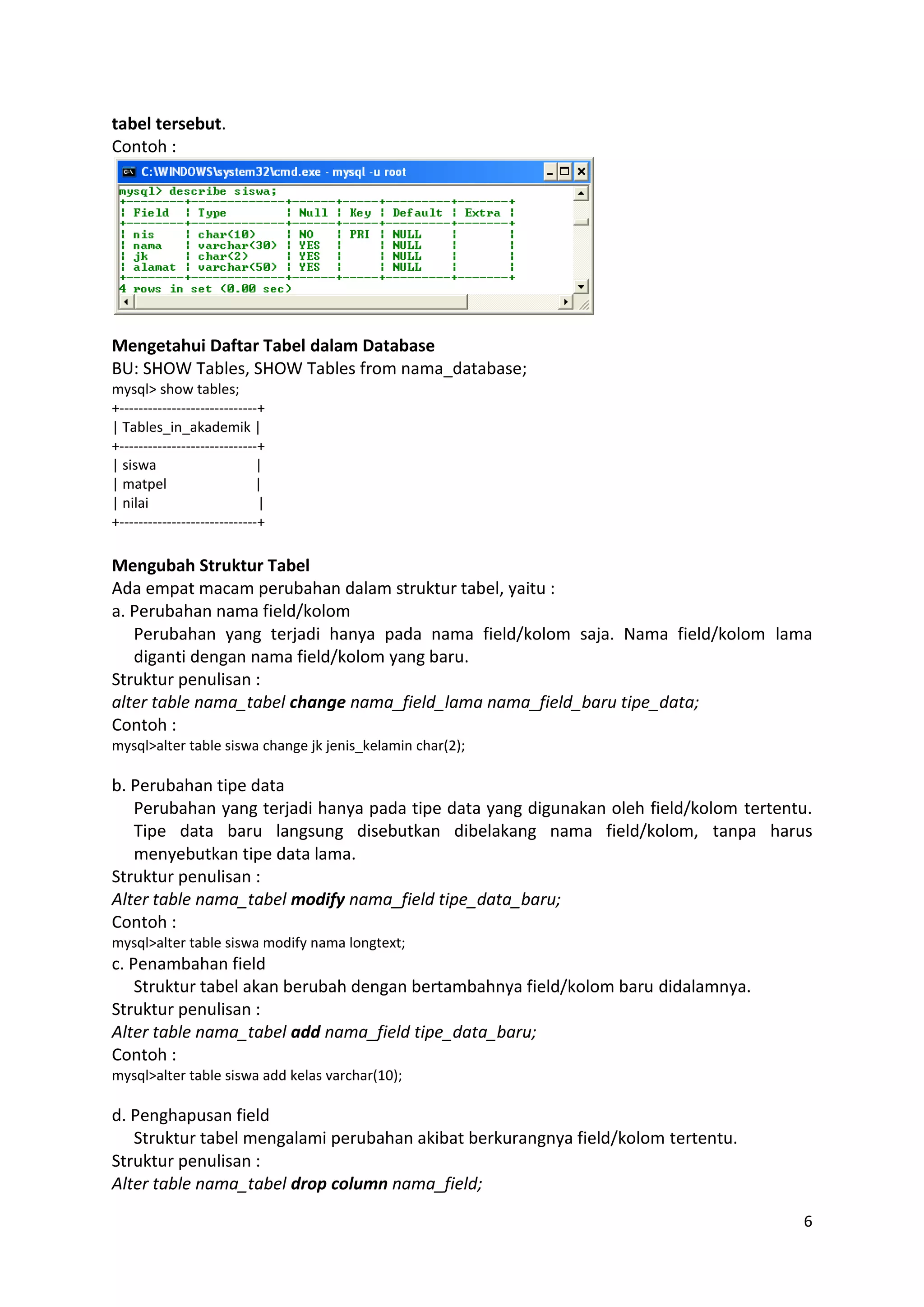 Modul sql tingkat dasar | DOCX