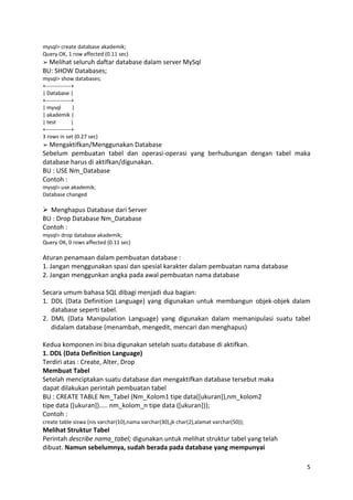 Modul sql tingkat dasar | DOCX
