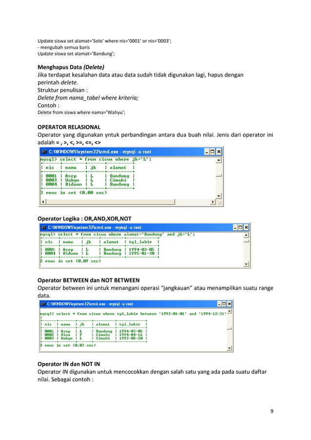 Modul sql tingkat dasar | DOCX
