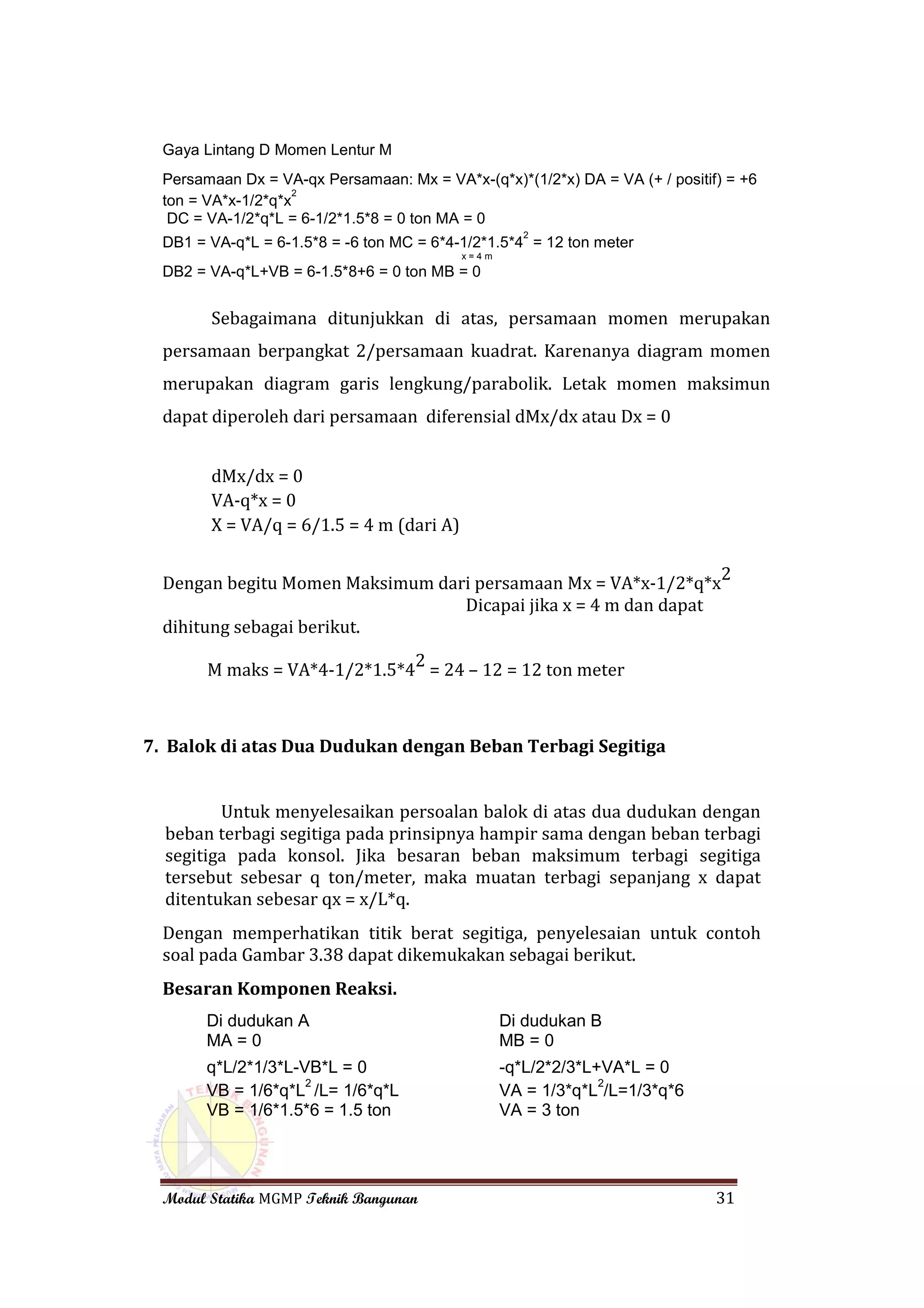 Modul statika pdf Kelas X SMK | PDF
