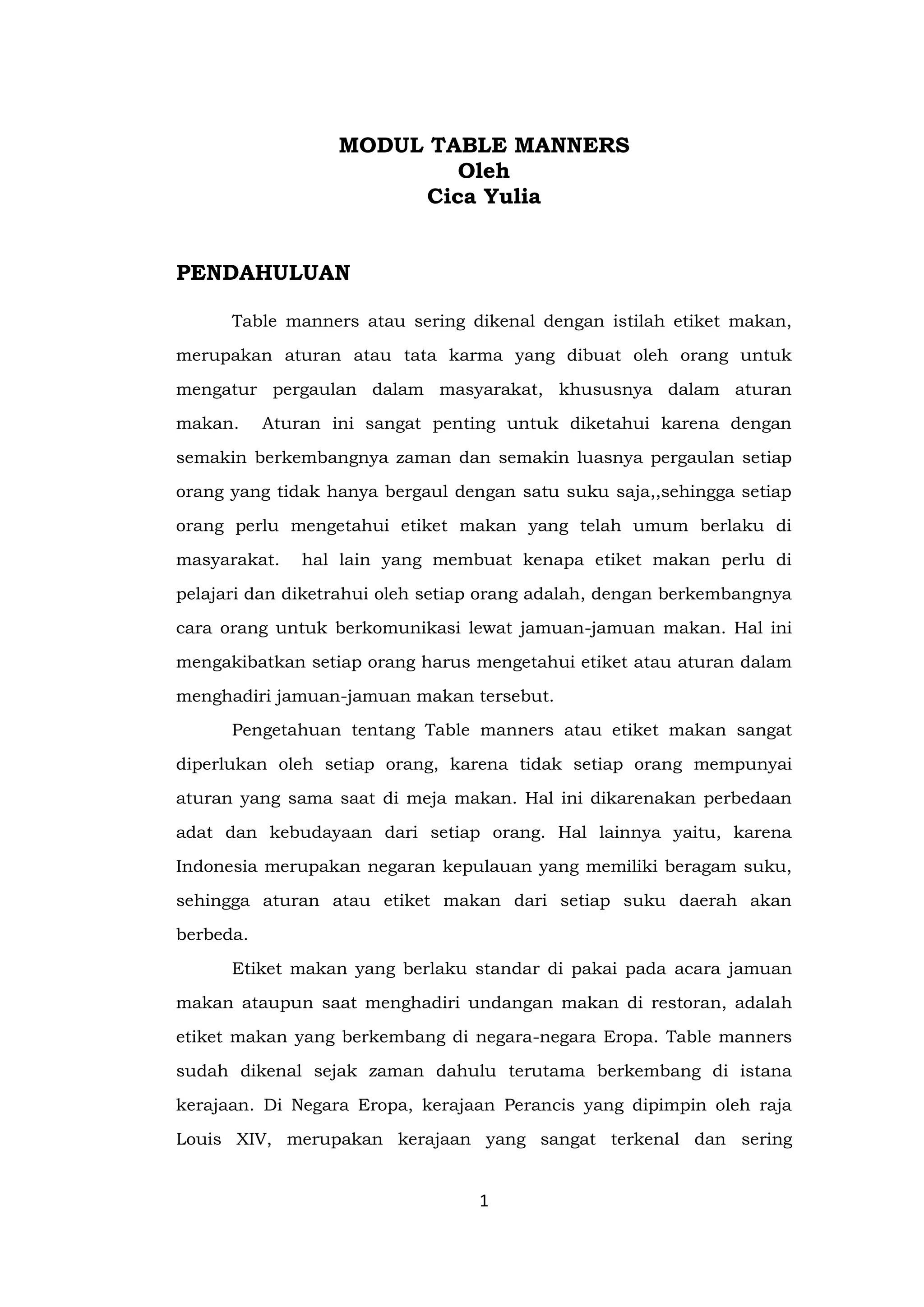 Modul table manners | PDF