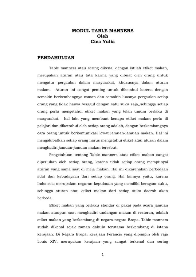Modul table manners | PDF