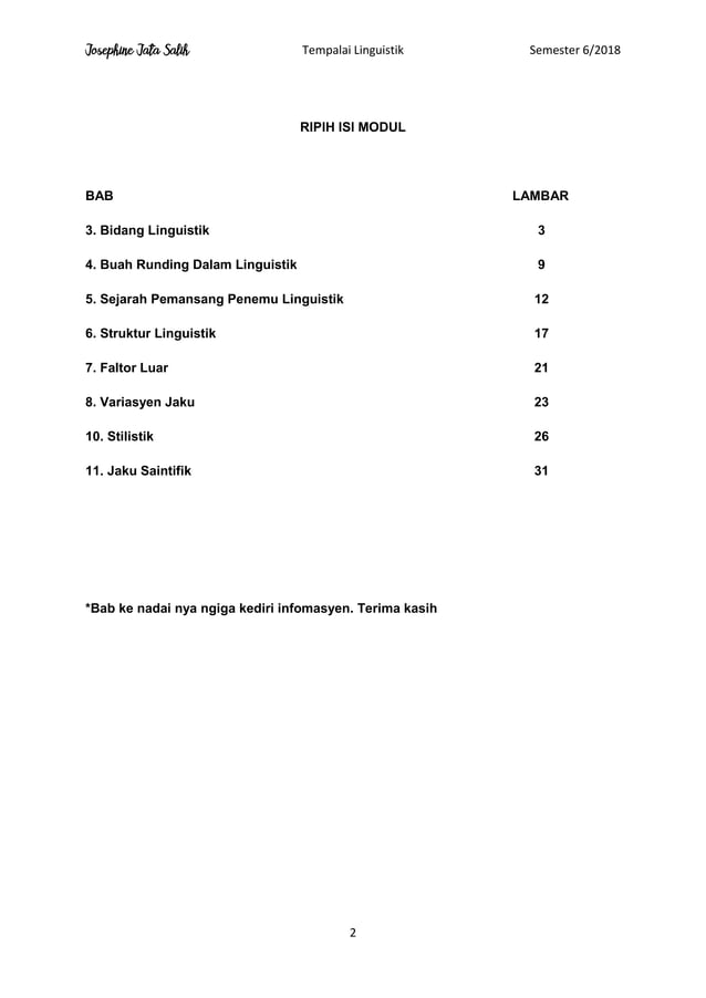 Modul Tempalai Linguistik | PDF
