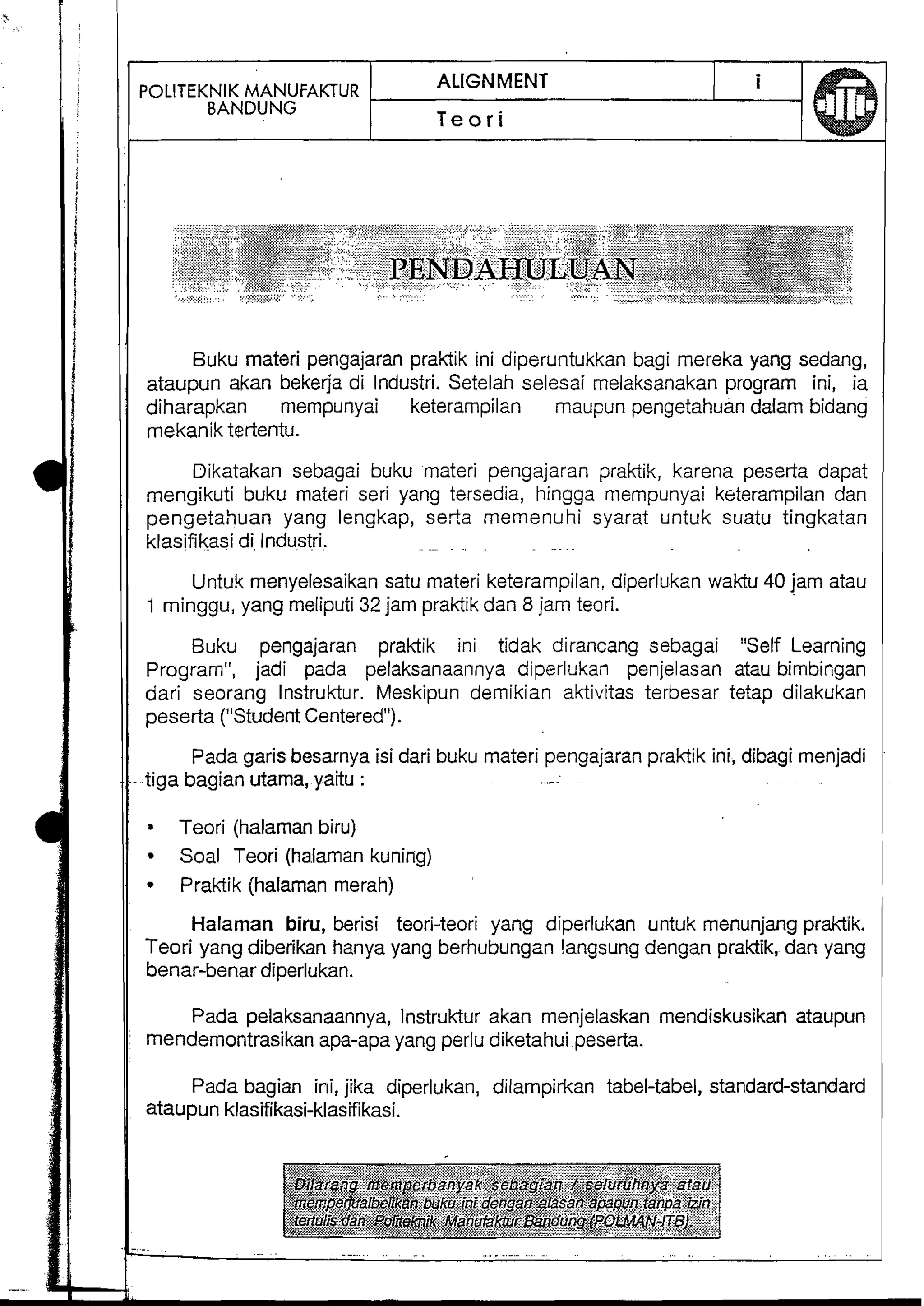 Modul Teori Alignment_Politeknik Manufaktur Bandung (PMS-ITB)_Duddy Arisandi_1993 | PDF