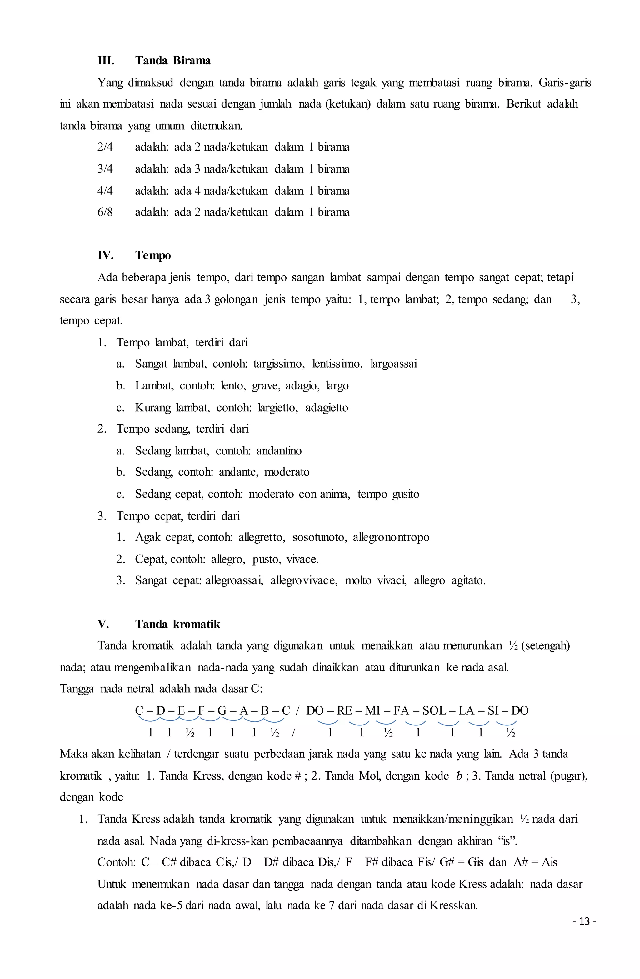 Modul teori dasar musik gereja | DOCX