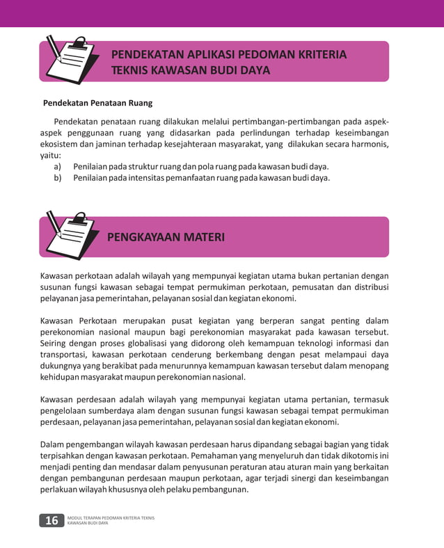 Modul terapan pedoman kriteria teknis kawasan budidaya | PDF