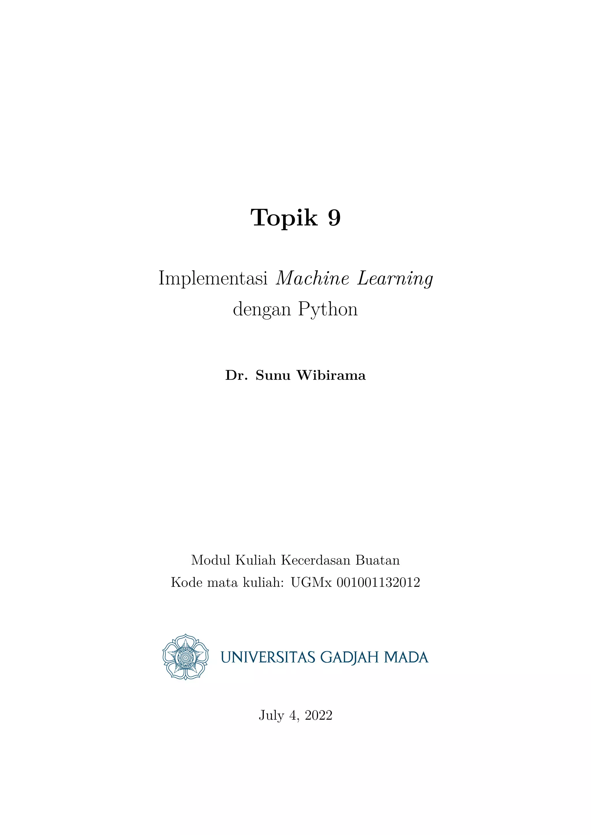 Modul Topik 9 - Kecerdasan Buatan | PDF