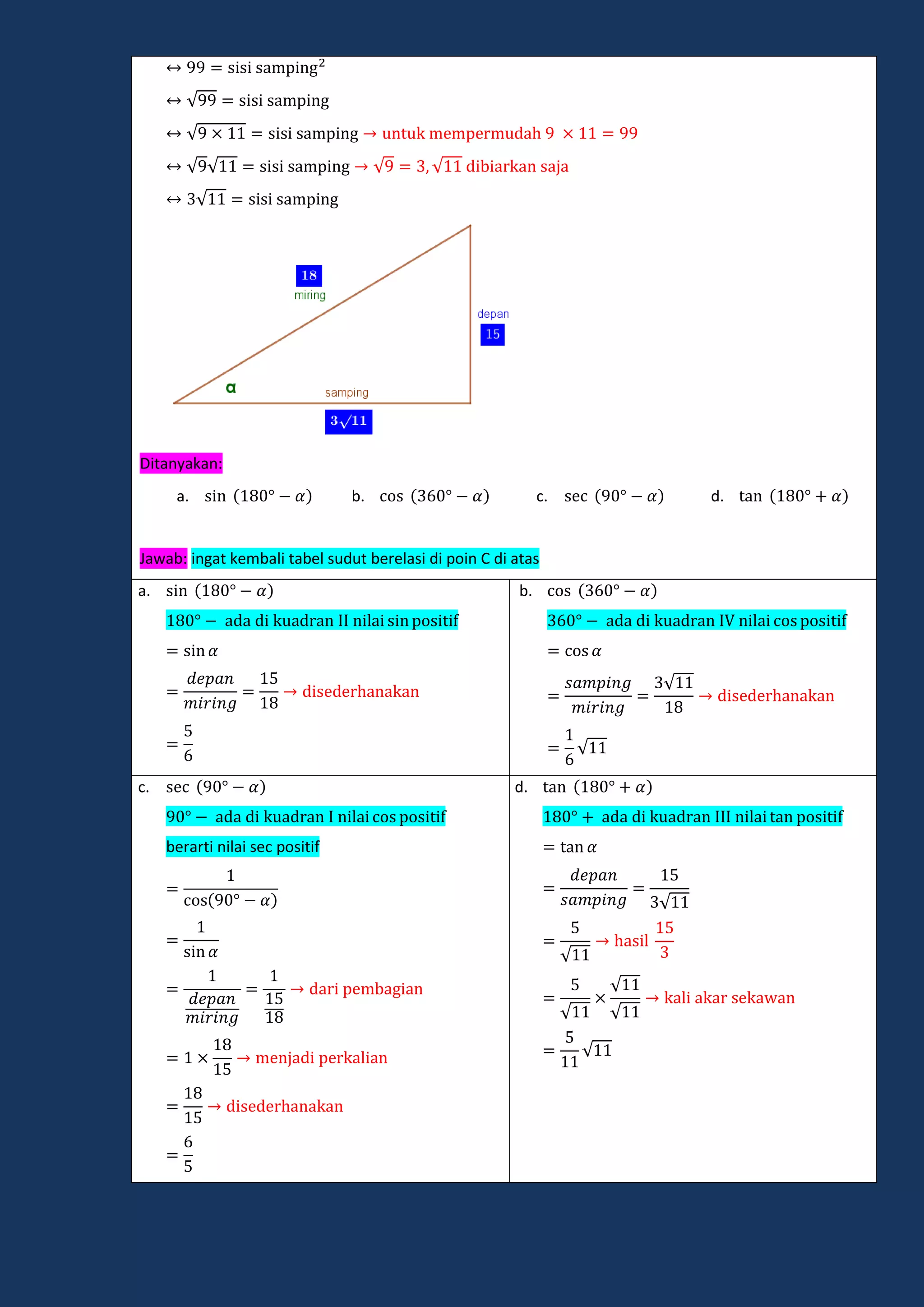 Modul trigonometri kelas x (2019 2020) | PDF