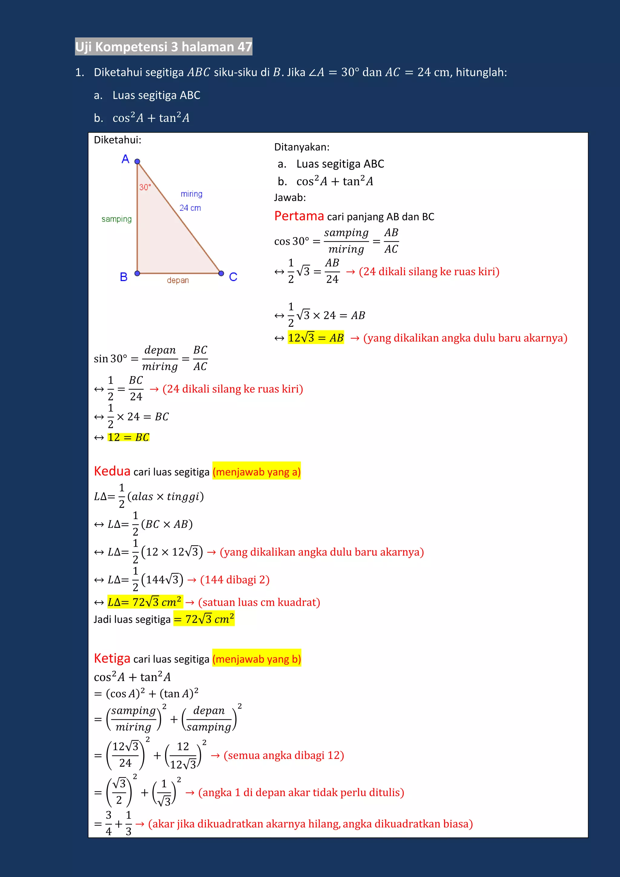 Modul trigonometri kelas x (2019 2020) | PDF
