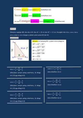 Modul trigonometri kelas x (2019 2020) | PDF