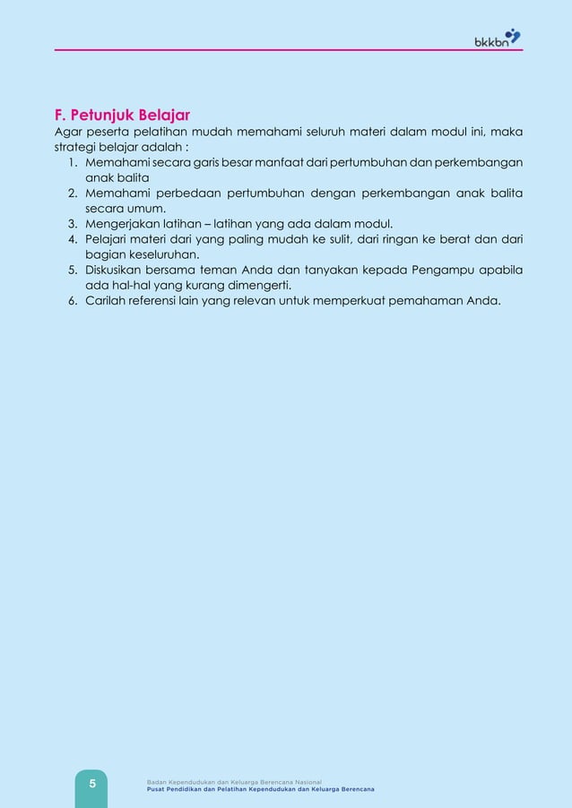 Modul tumbuh kembang anak usia dini bkkbn rev4 | PDF